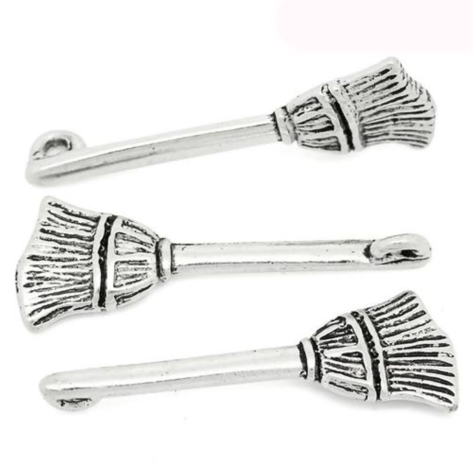 Antique Silver Double Sided Broom Charm - Etsy