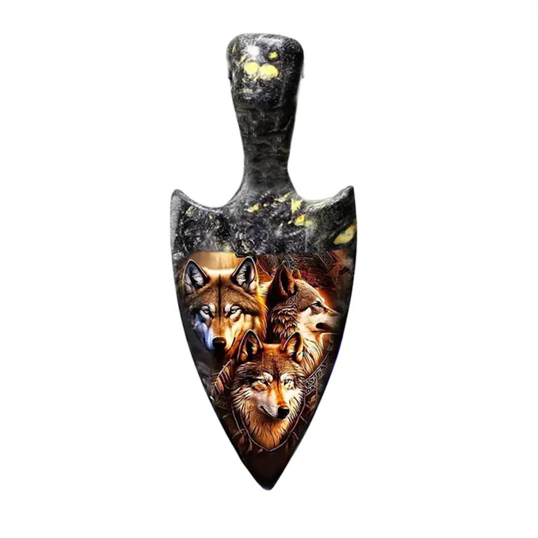 Gold Wolves Arrowhead Pendant W/ Free Neck Cord Chain or Key Ring - Etsy