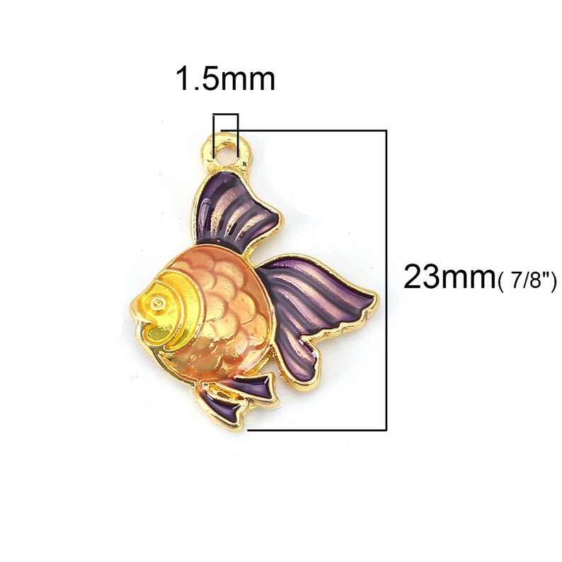 Enameled Gold/purple Fins Fish Charm - Etsy