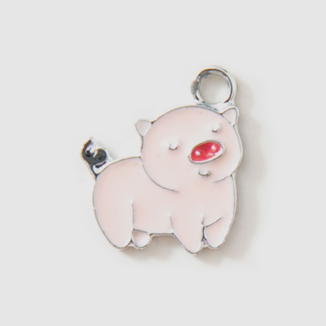 Enameled Pink Pig Charm - Etsy