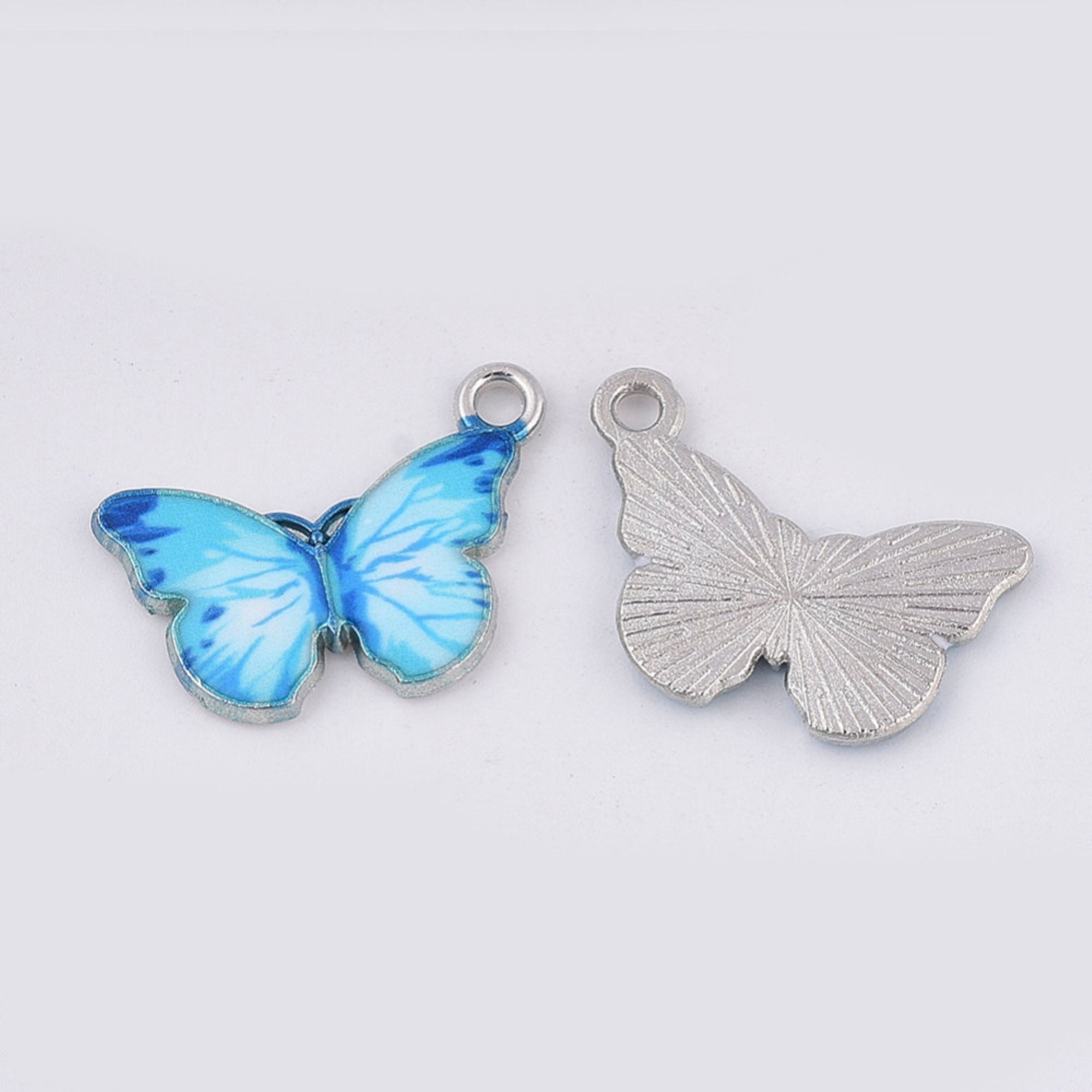 Enameled Light Blue Butterfly Charm - Etsy