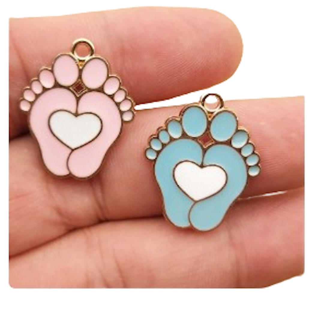 Enameled Baby Feet Charm***choice of Color - Etsy