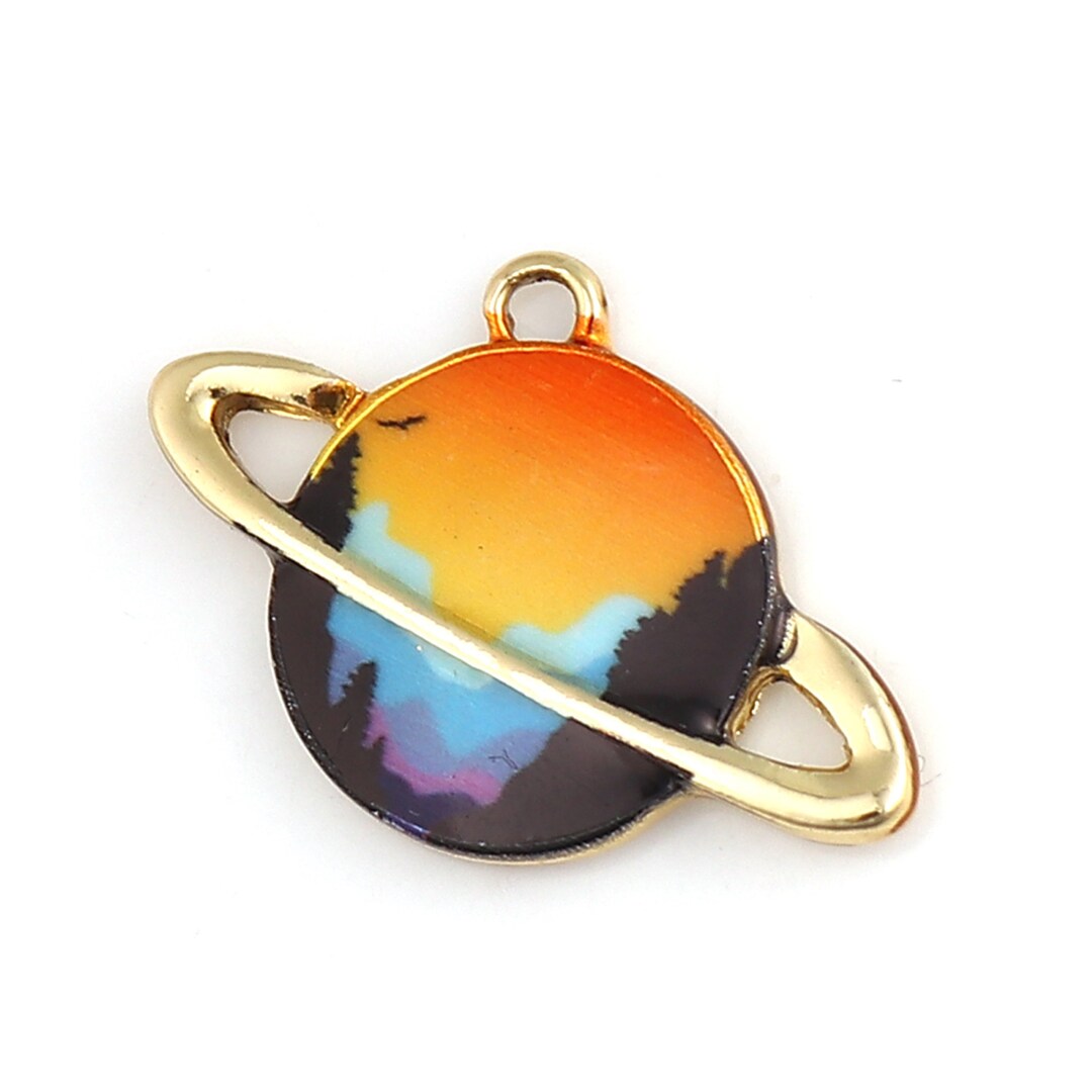 Colorful Landscape Saturn Planet Charm - Etsy