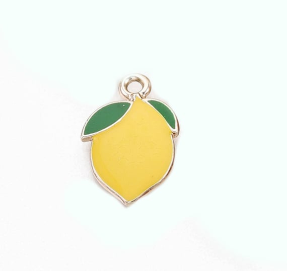 Enameled Lemon Charm 2 | Etsy