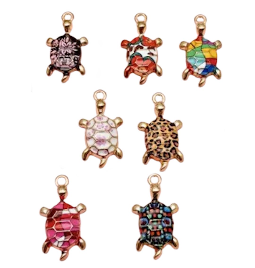 Colorful Enameled Turtle Charm or Pendant***choice of Style - Etsy