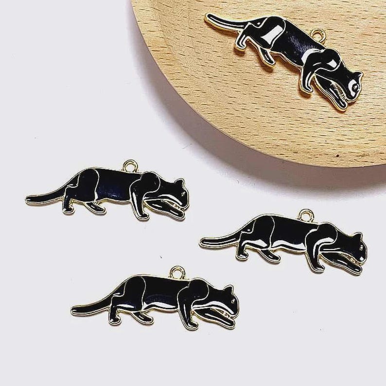 Enameled Black Panther Charm - Etsy