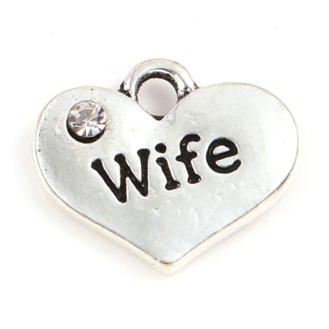 Double-sided Wife Charm With Crystal - Etsy