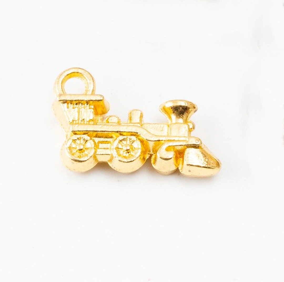 3D Golden Locomotive Train Charm - Etsy