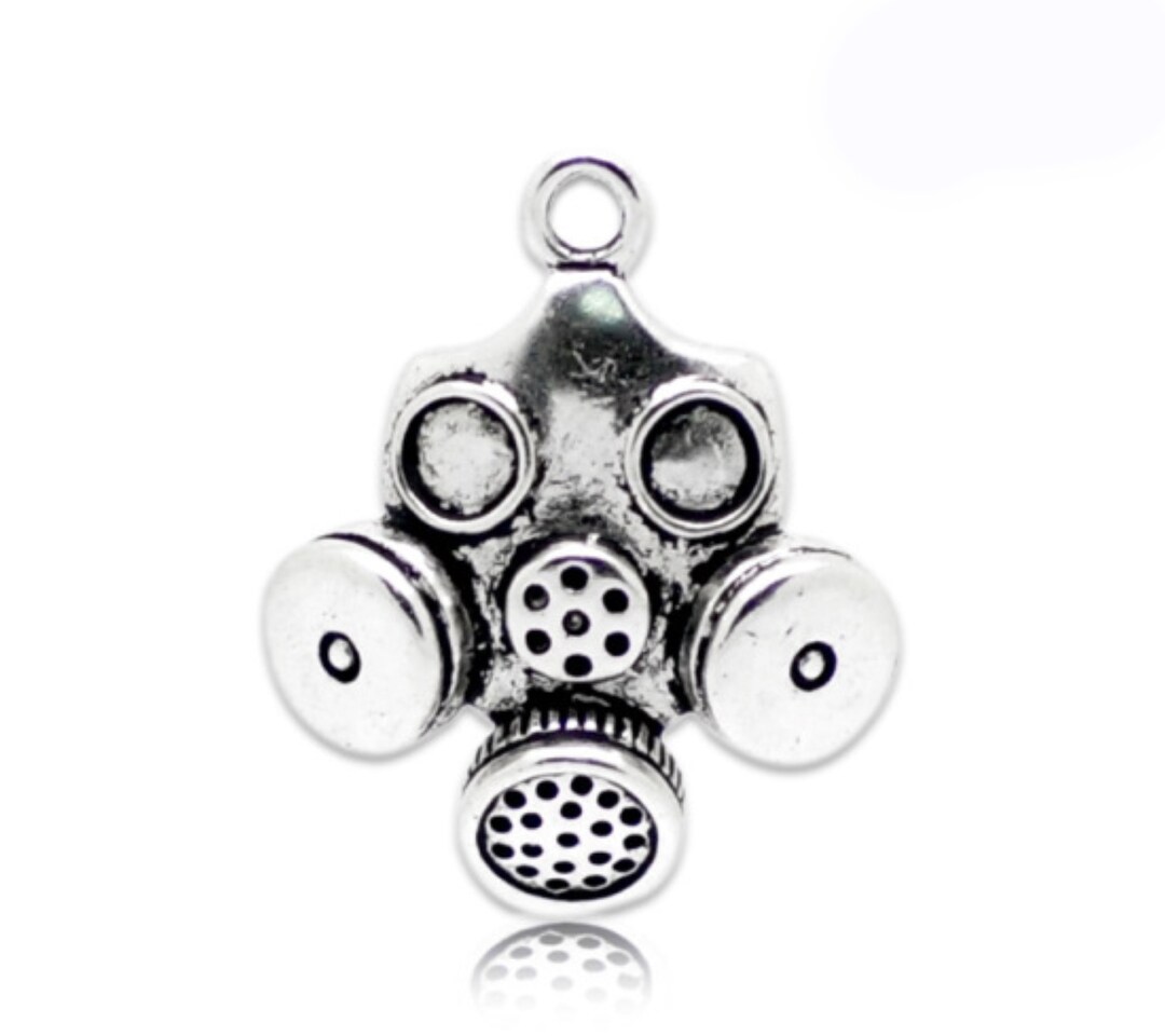 Antique Silver Gas Mask Charm - Etsy