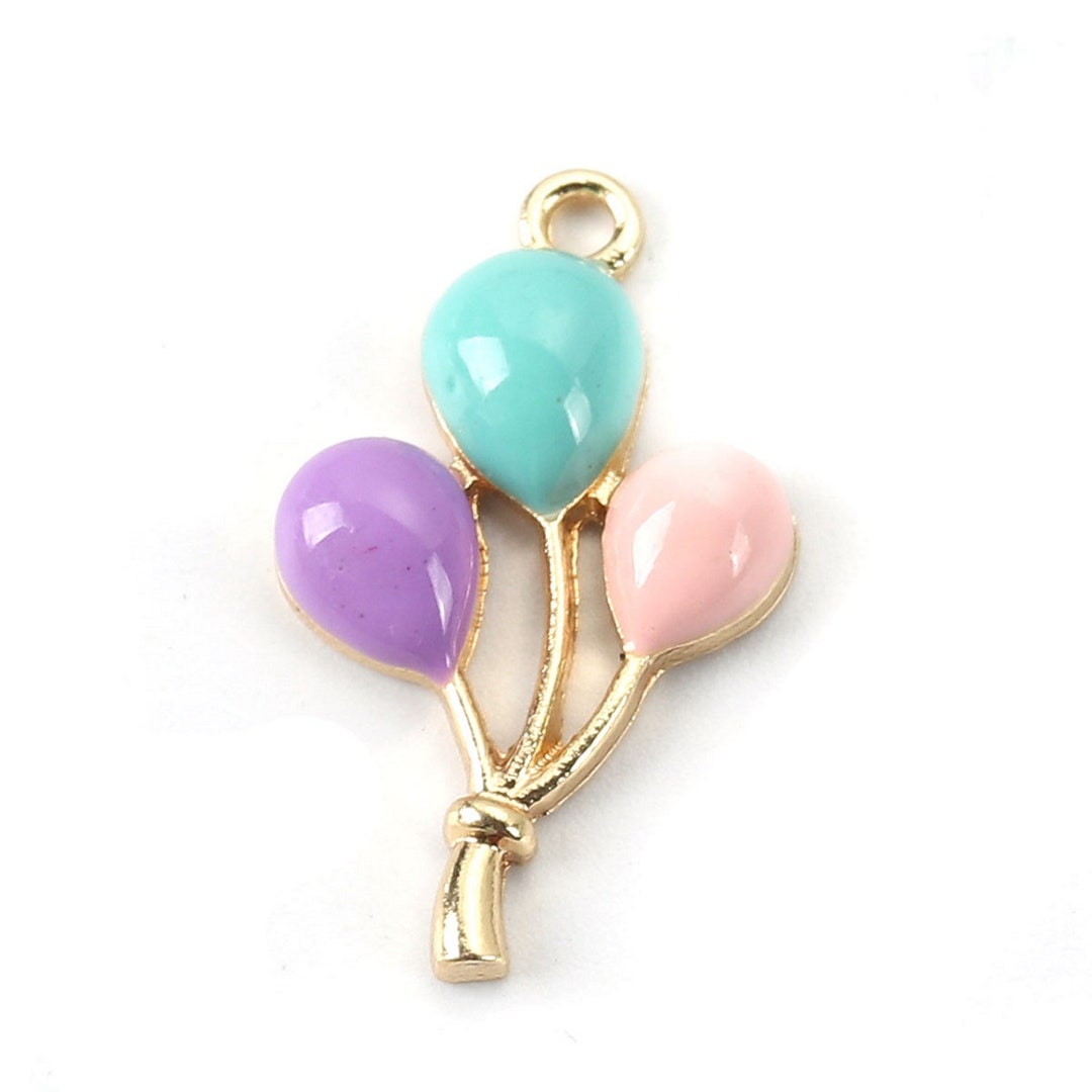 Enameled Party Balloons Charm - Etsy