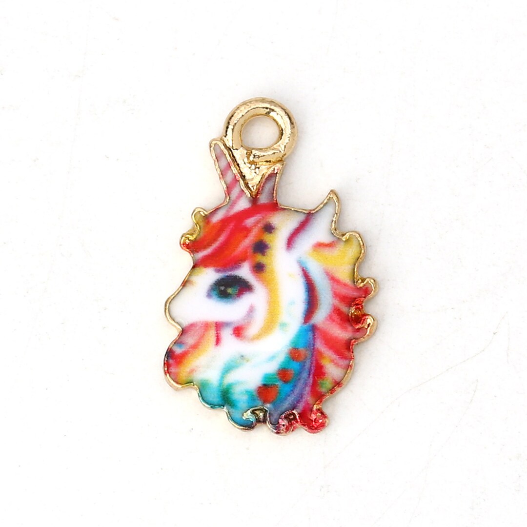 Enameled Rainbow Unicorn Charm - Etsy