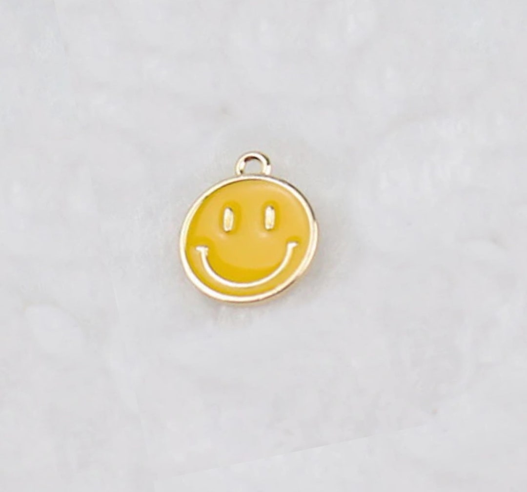 Enameled Yellow Smiley Face Charm - Etsy