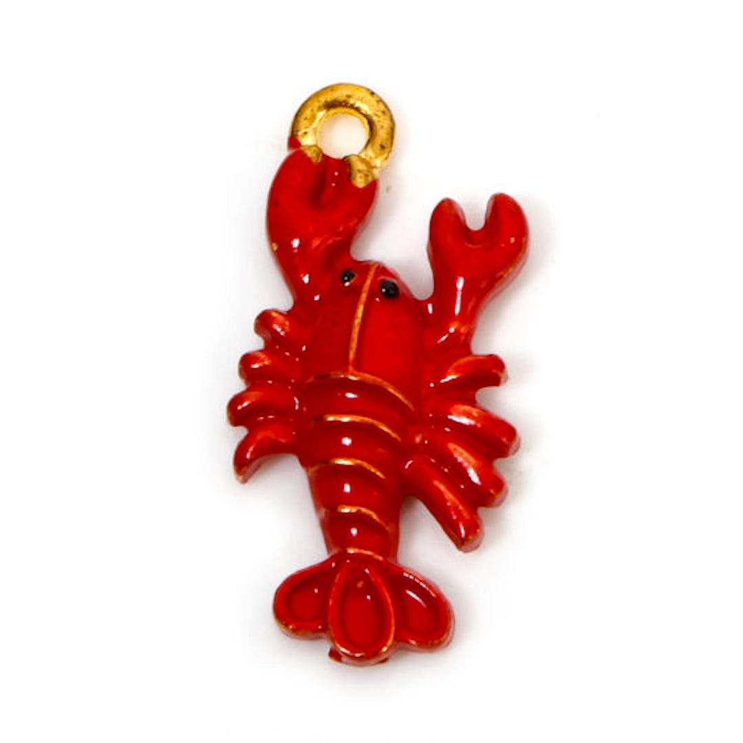 Small Red Enameled Lobster Charm - Etsy