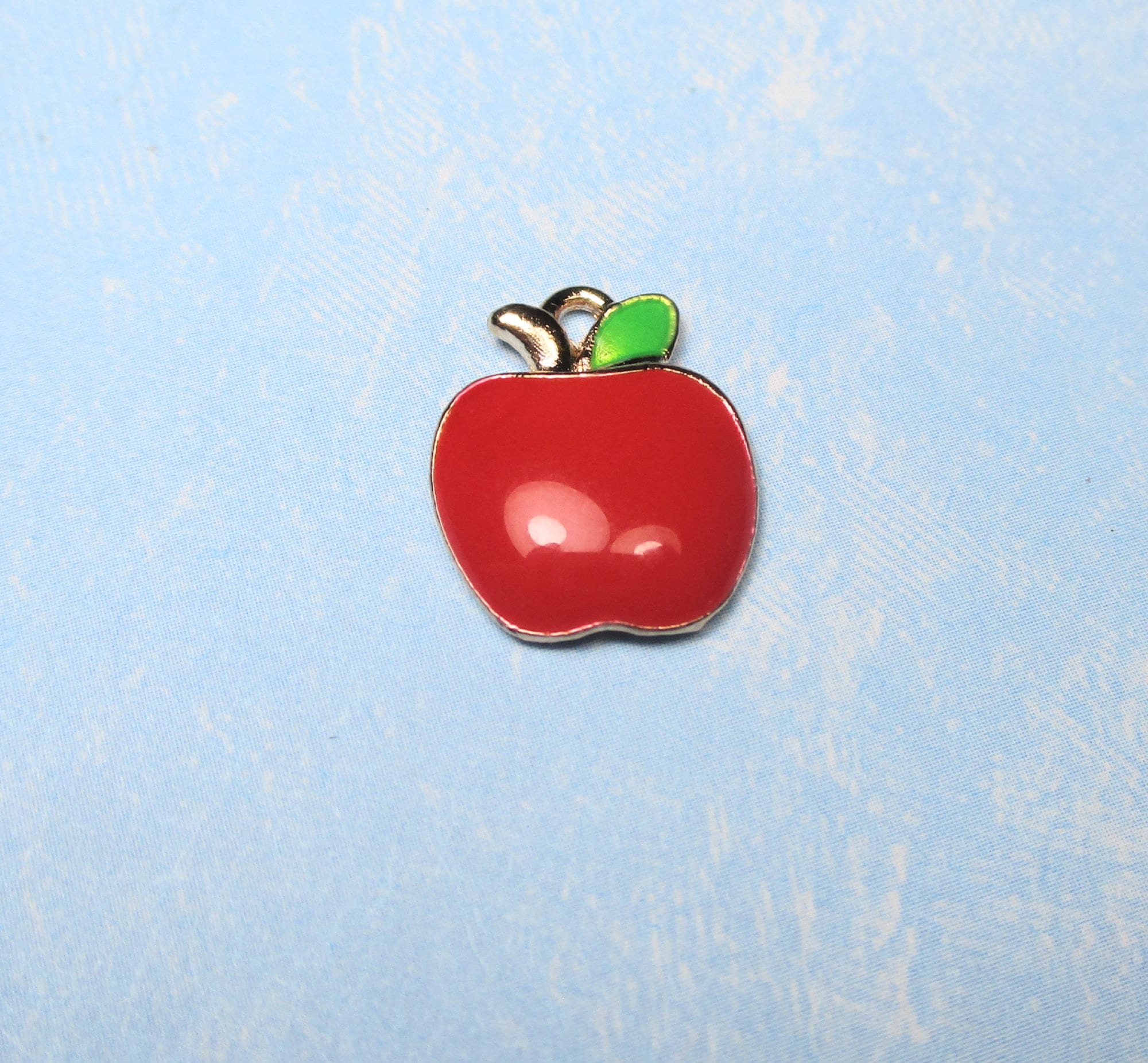 Enameled Red Apple Charm | Etsy
