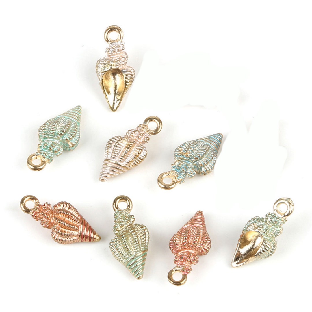 Enameled Seashell Conch Charm Choice of Colors - Etsy