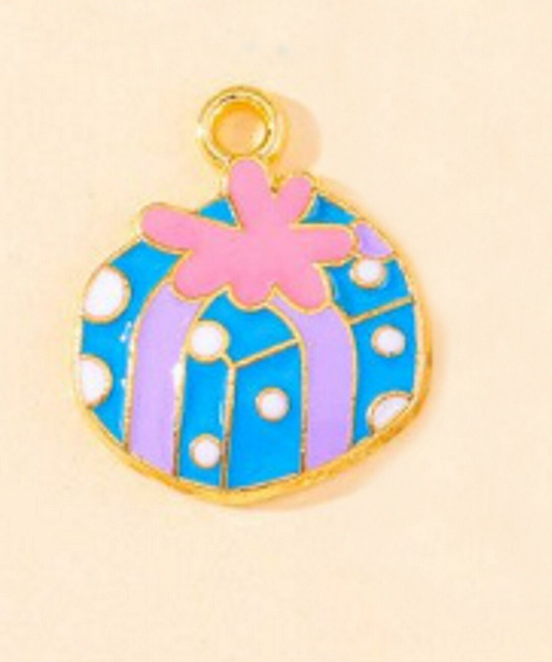 Enameled Gift Box Charm - Etsy