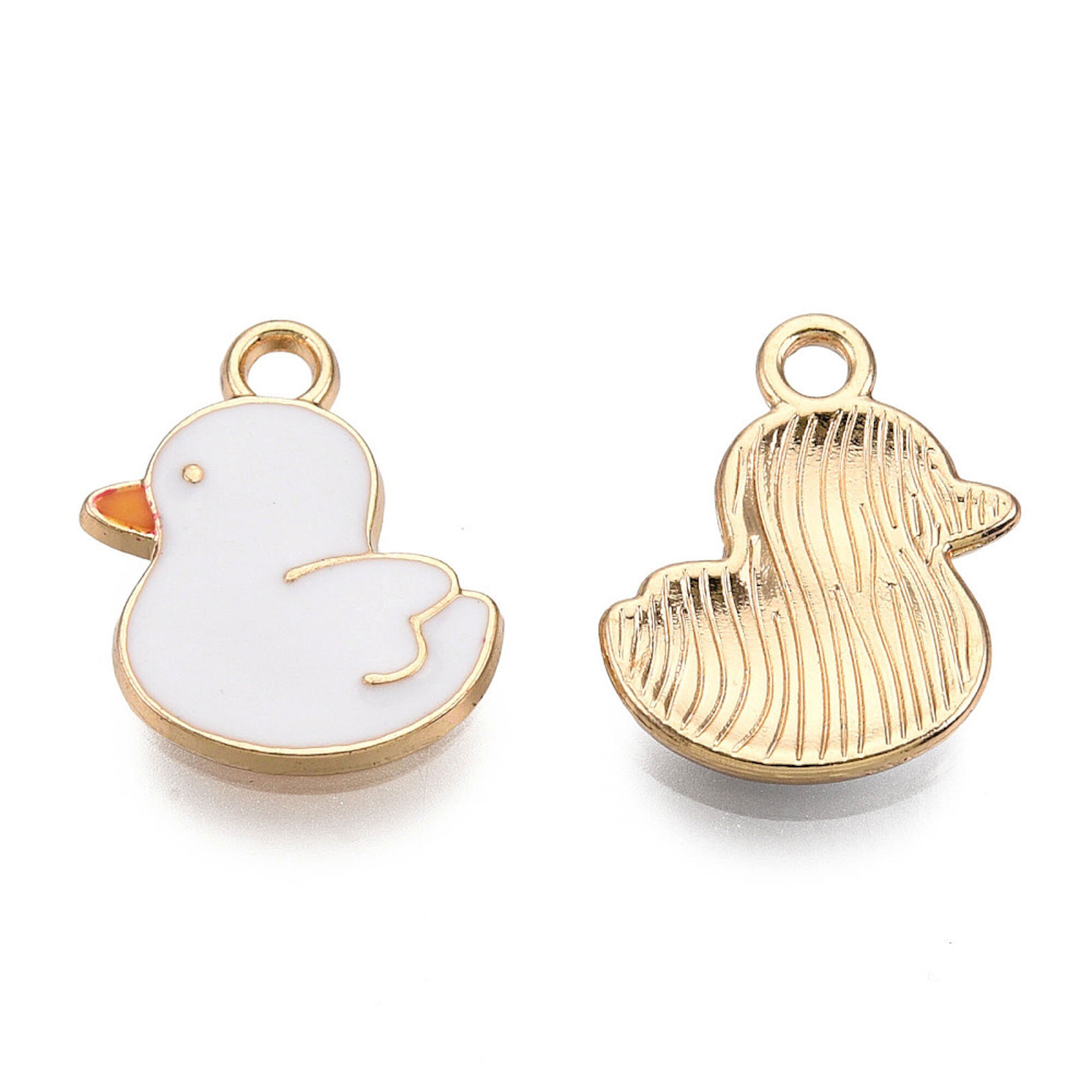 Enameled White Duck Charm - Etsy