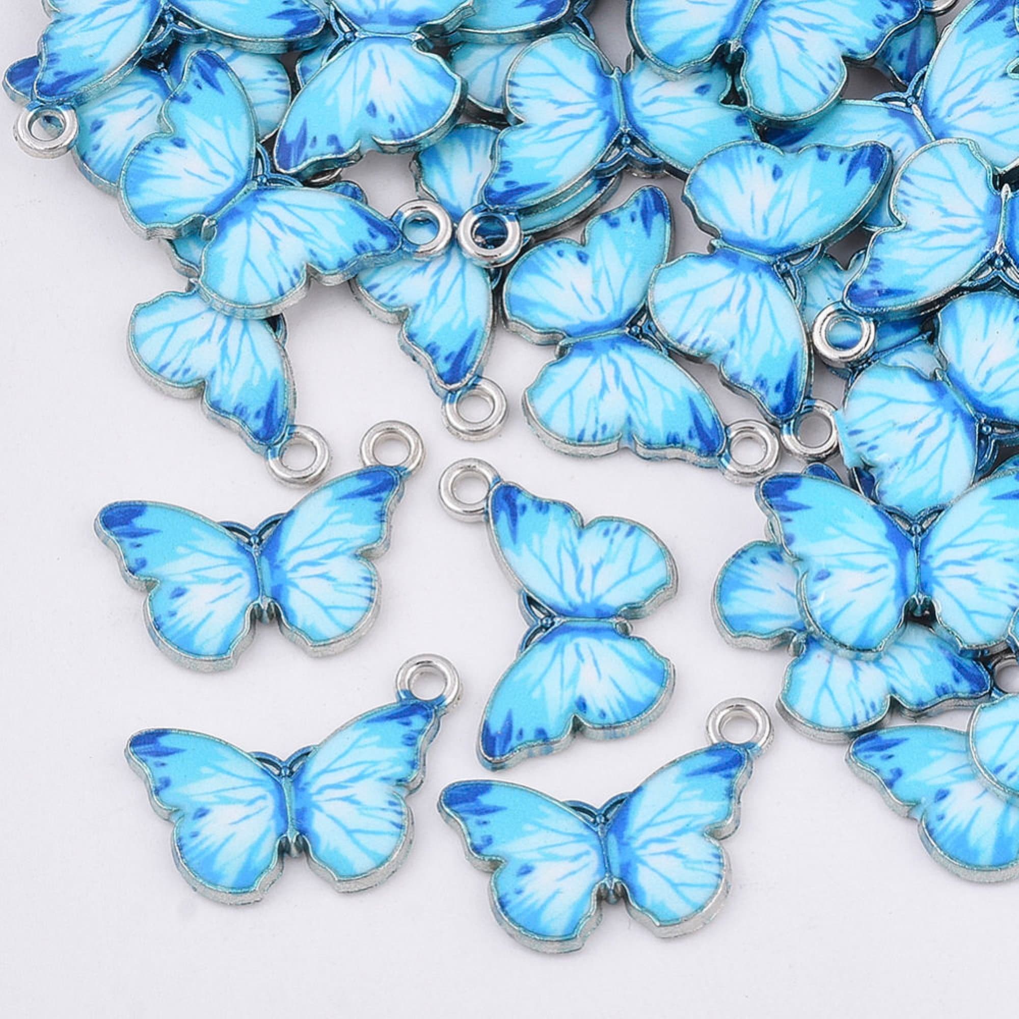 Enameled Light Blue Butterfly Charm - Etsy