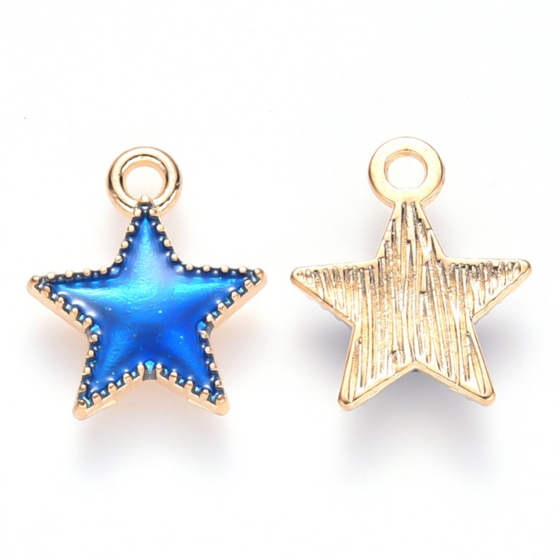 Blue Enameled Star Charm - Etsy