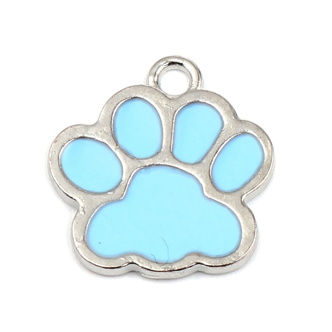 Enameled Paw Charm Silver Plate - Etsy