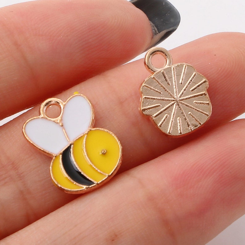 Mini Enamel Bee or Honey Pot Charm - Etsy