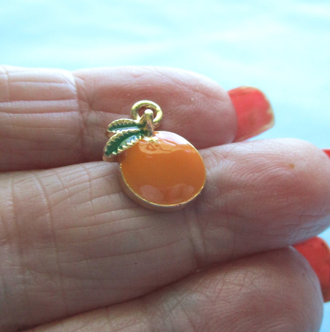 Enameled Orange Charm - Etsy