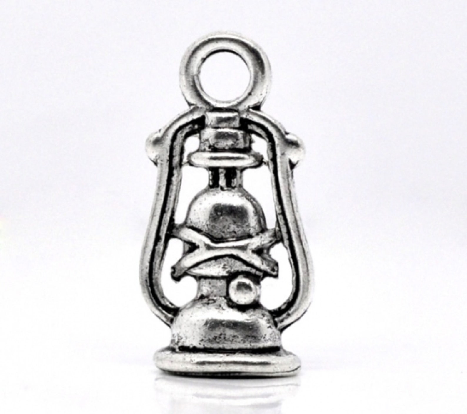 3D Antique Silver Lantern Charm - Etsy