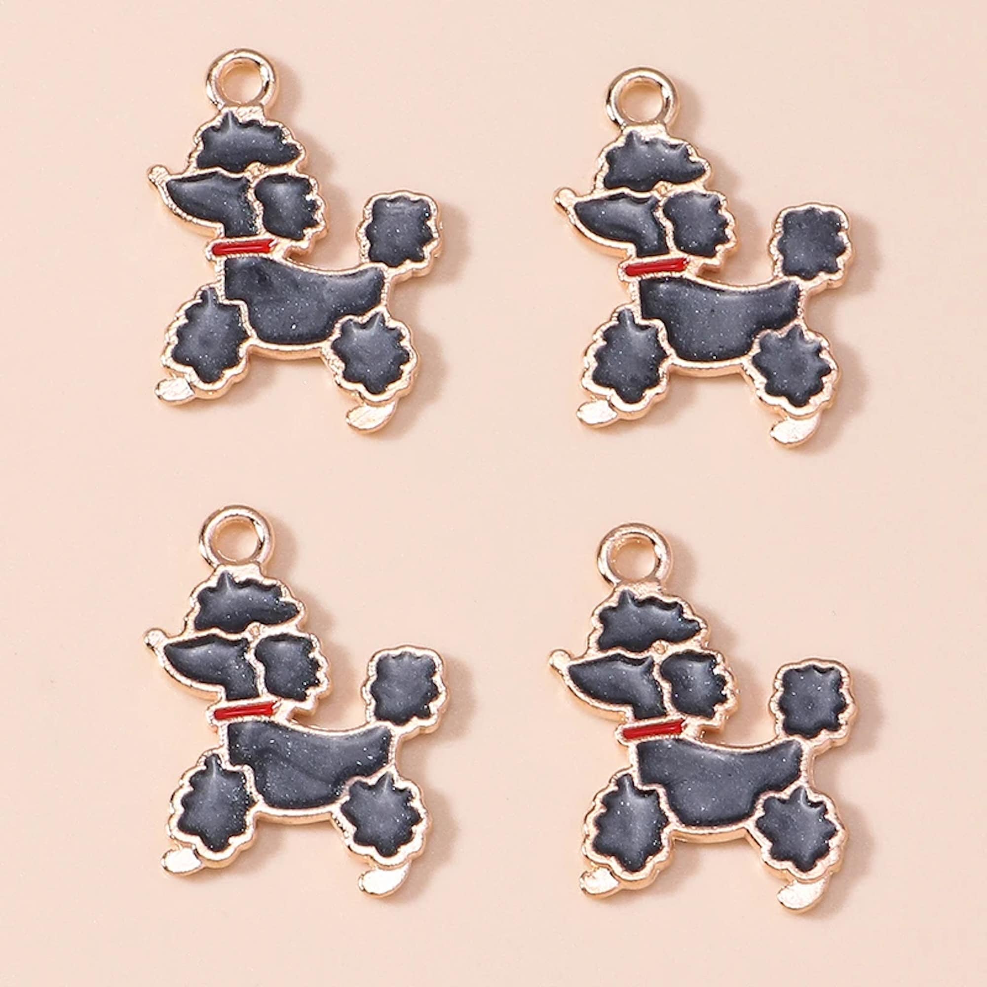Cute Enameled Black Fluffy Poodle Dog Charm - Etsy