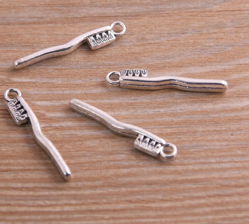 Antique Silver Toothbrush Charm - Etsy