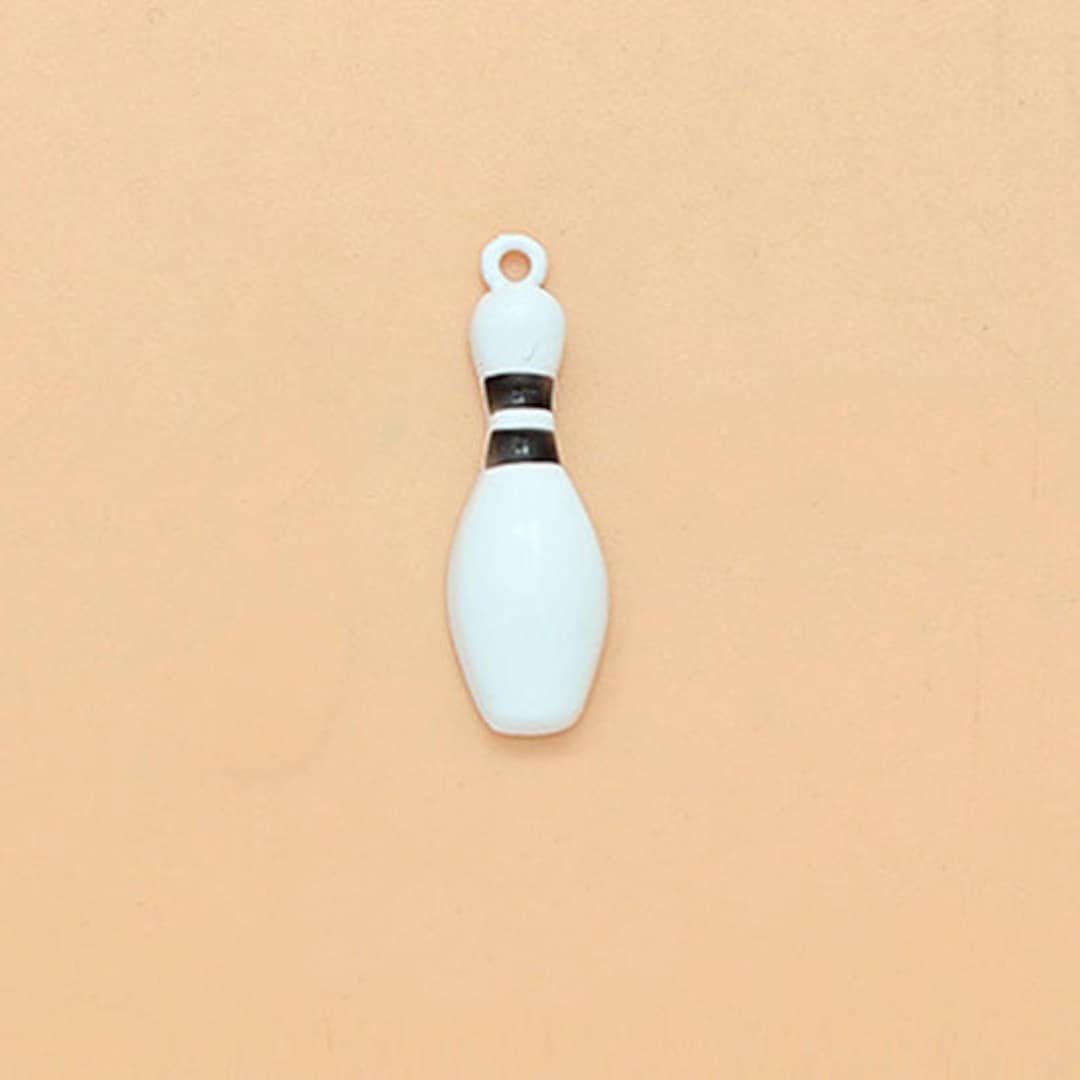 Enameled Bowling Pin Black Stripe Charm - Etsy