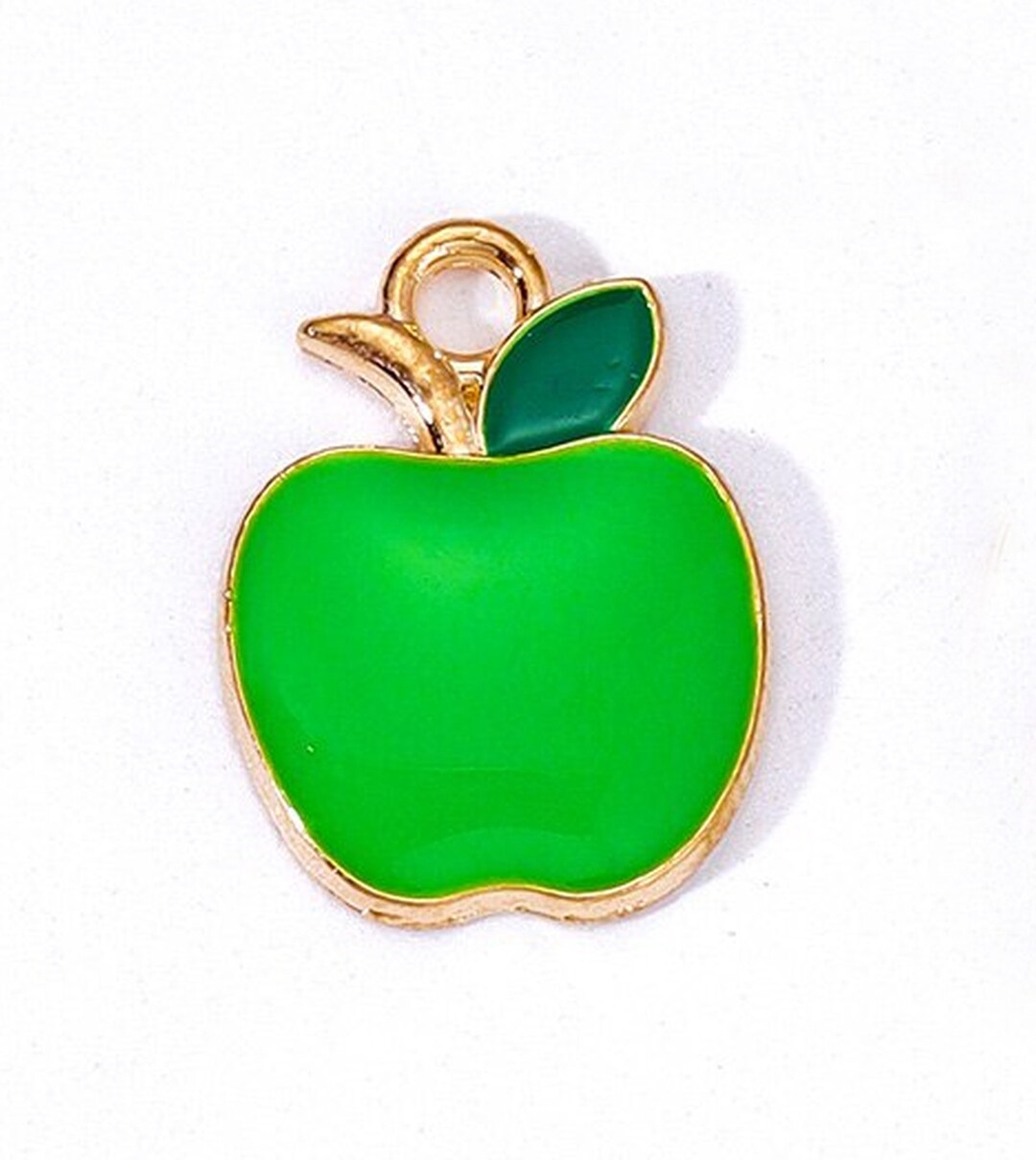 Enameled Green Apple Charm - Etsy