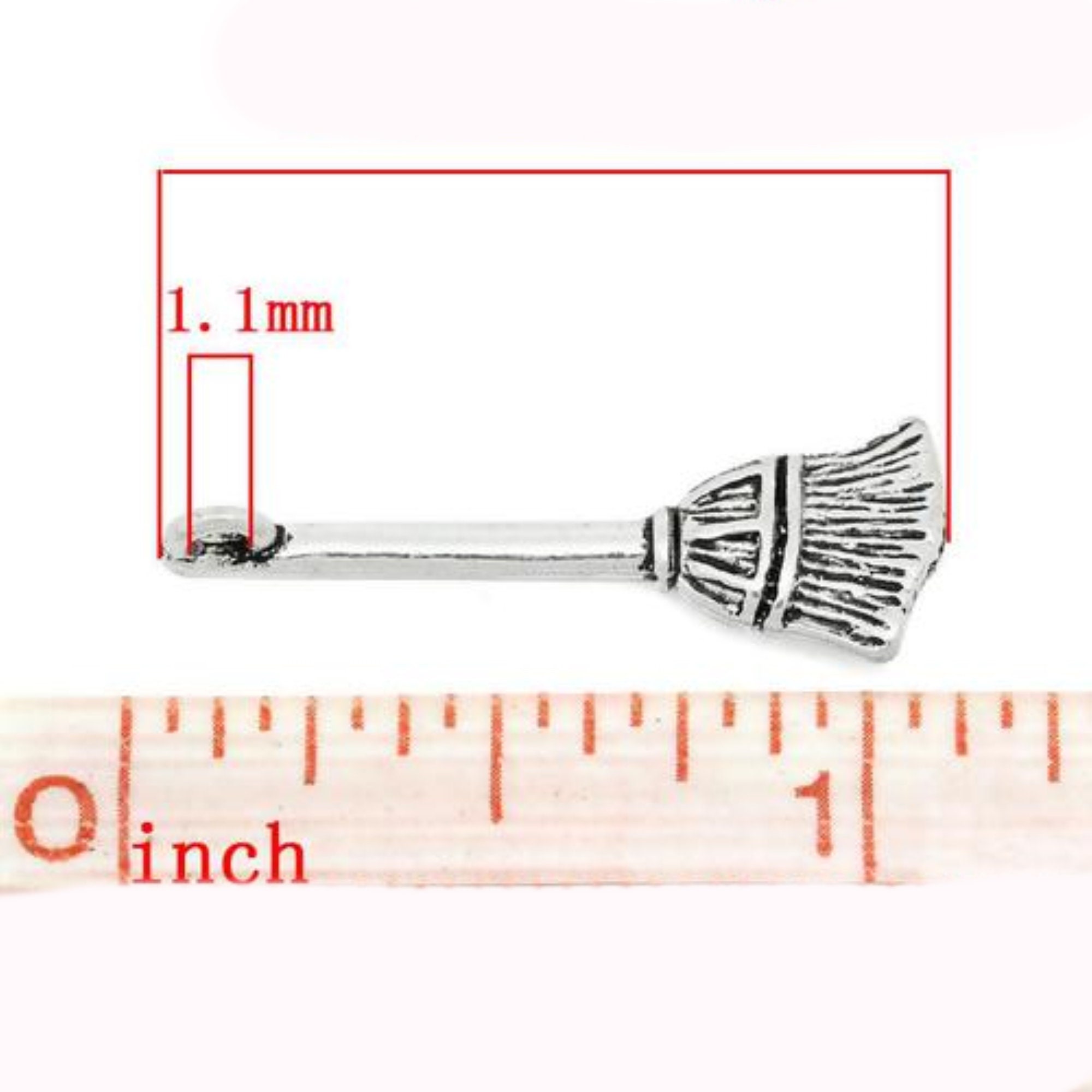 Antique Silver Double Sided Broom Charm - Etsy