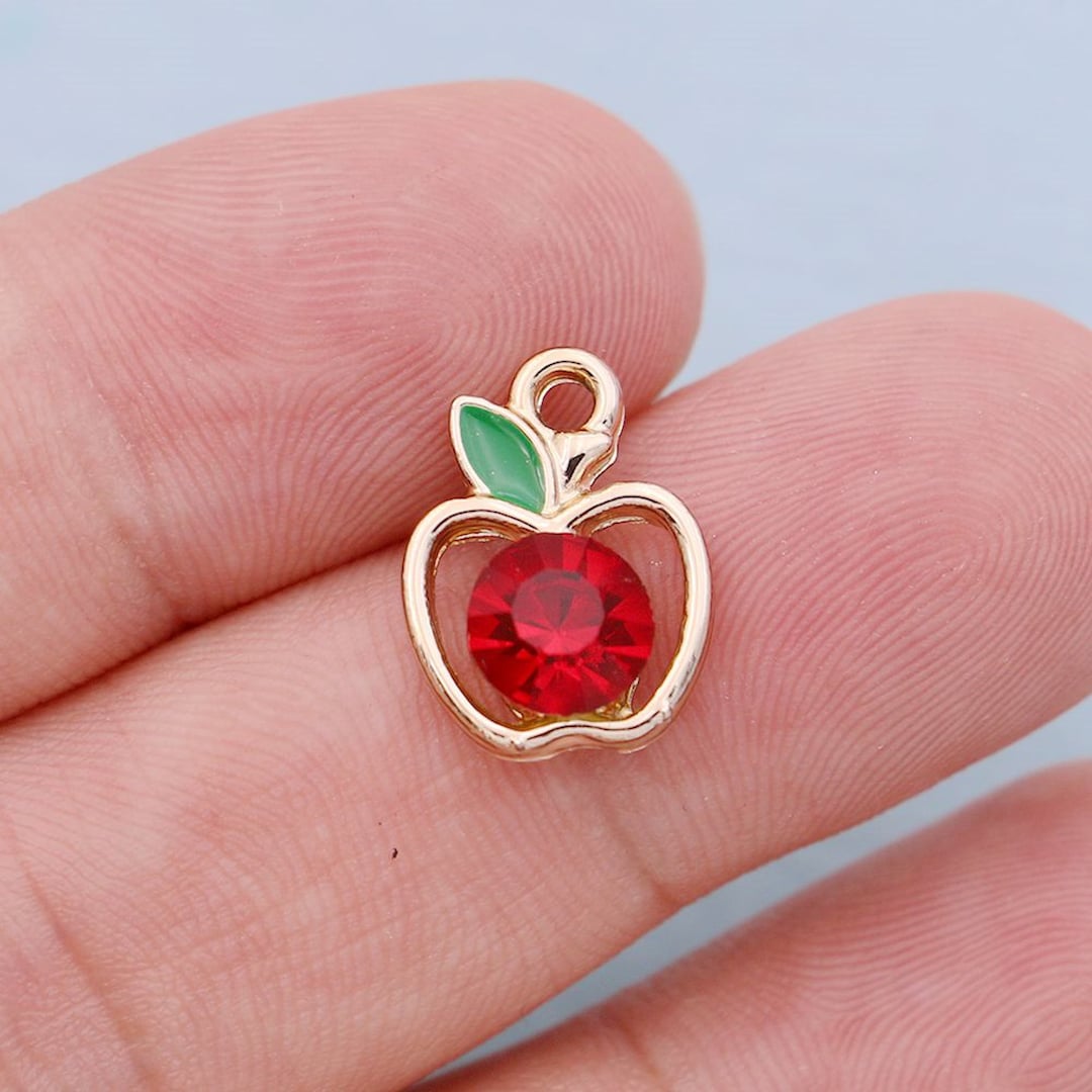 Crystal Red Apple Charm - Etsy
