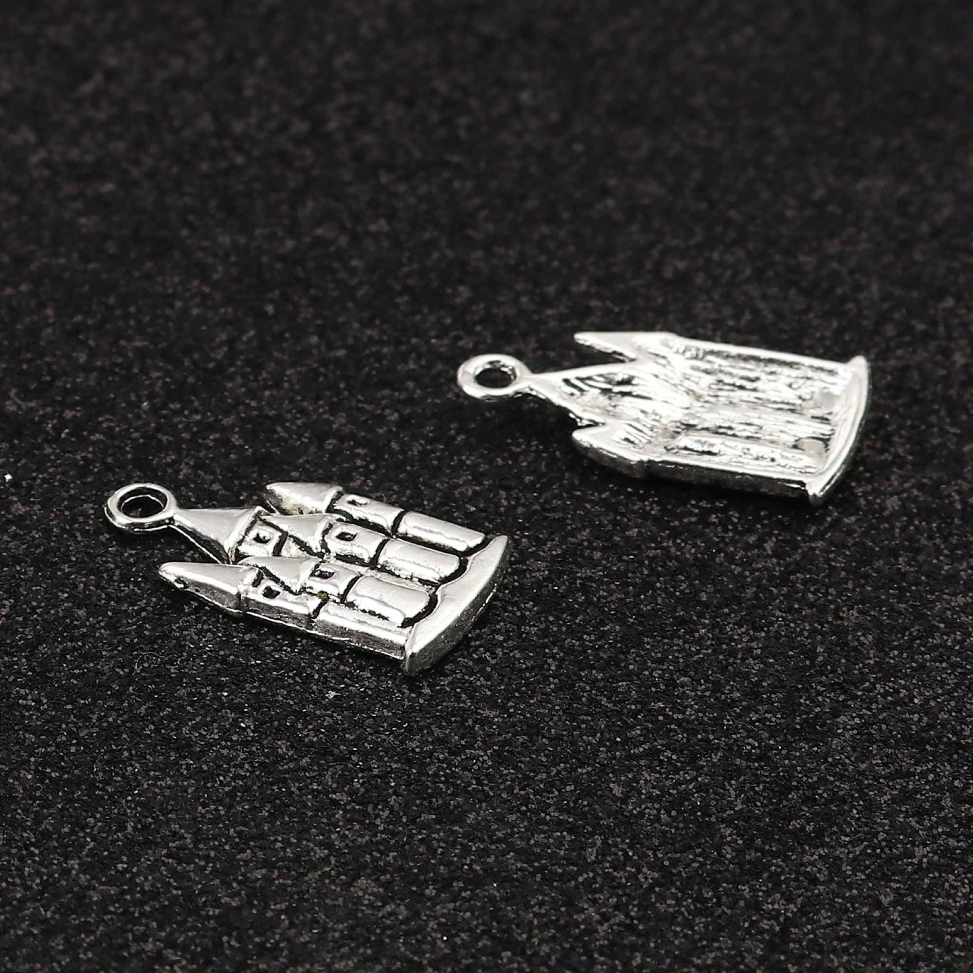 Antique Silver Castle Charm - Etsy