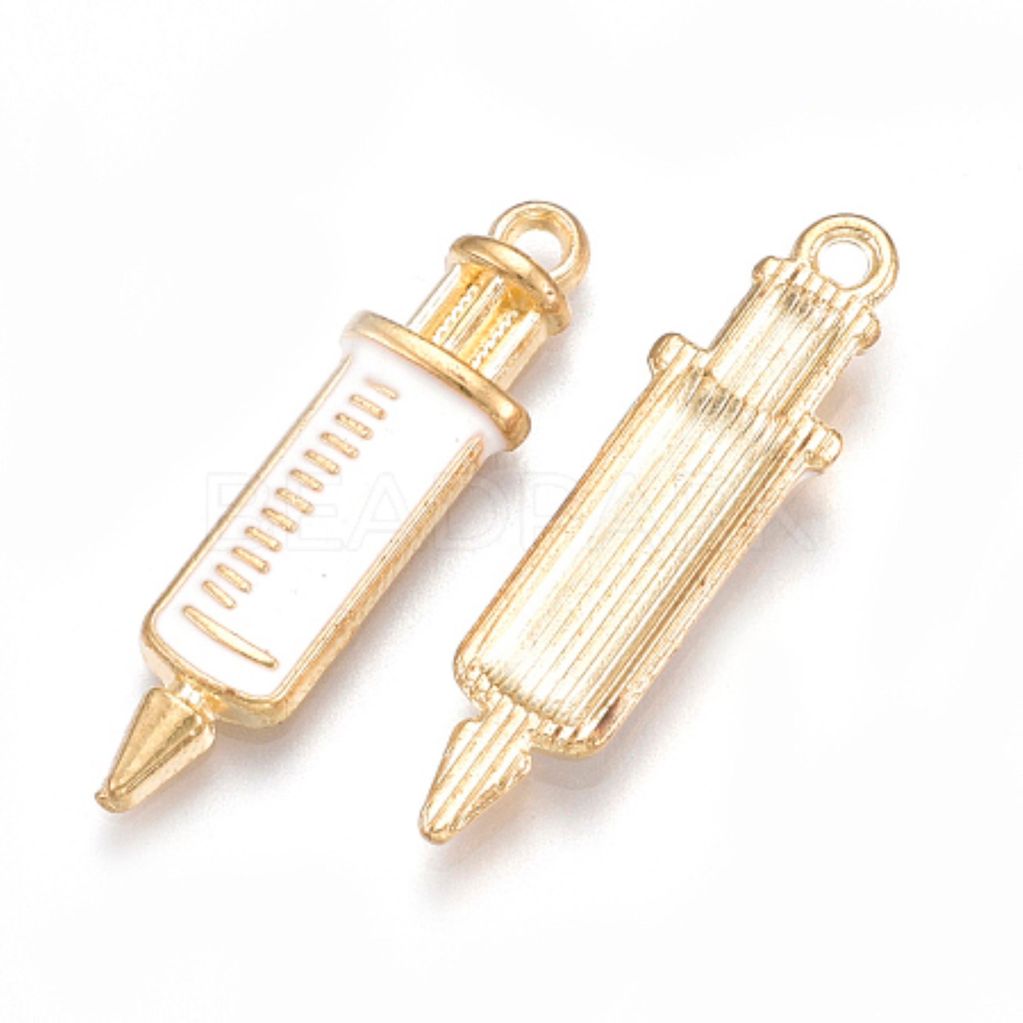 White Enameled Syringe Charm - Etsy UK