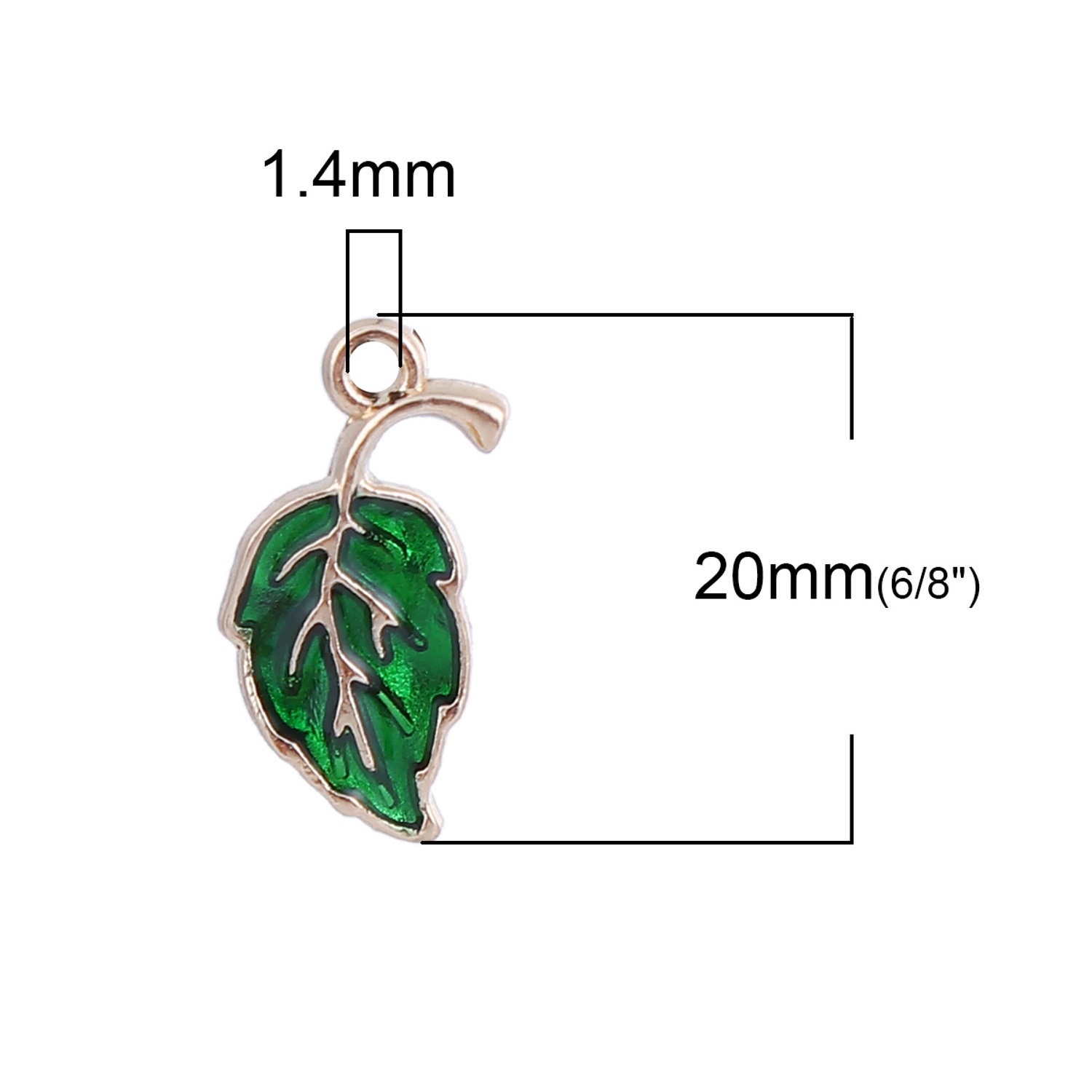 Green Enameled Leaf Charm - Etsy