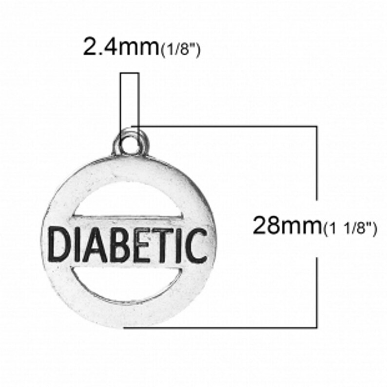 Large Diabetic Charm W/ Free Keychain - Etsy