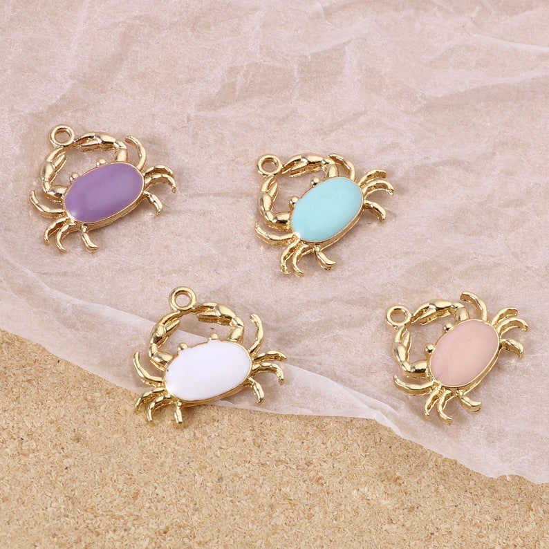 Enameled Crab Charm**choice of Color - Etsy