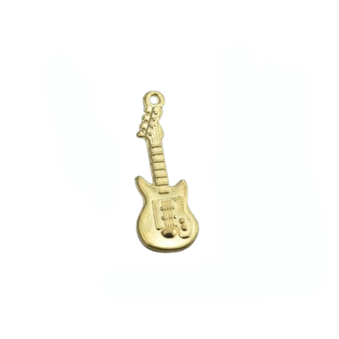 Golden Electric Guitar Charm - Etsy