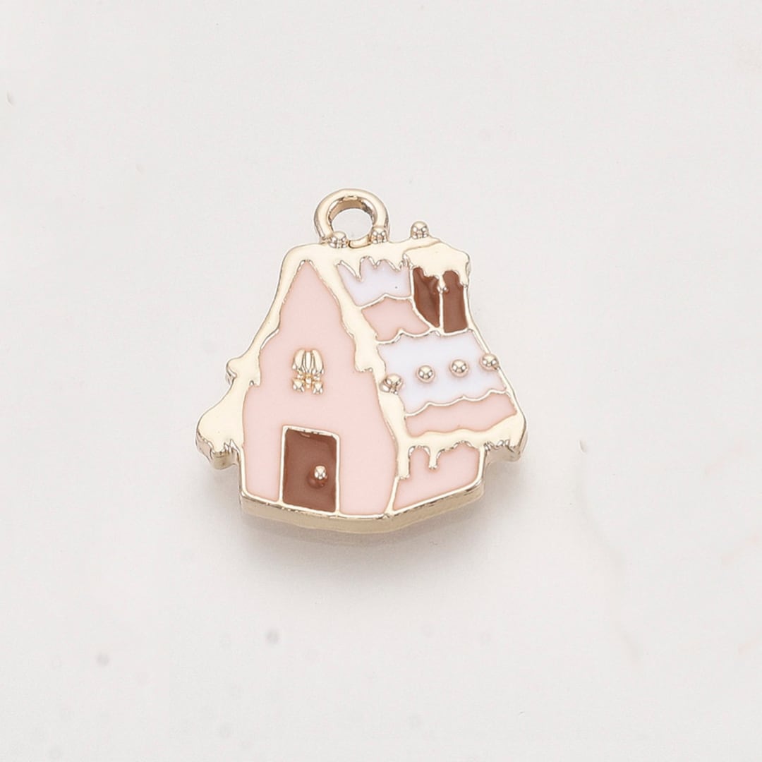 Enameled Pink House Charm - Etsy