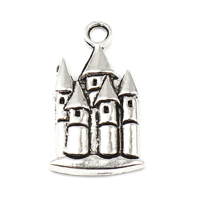 Antique Silver Castle Charm - Etsy