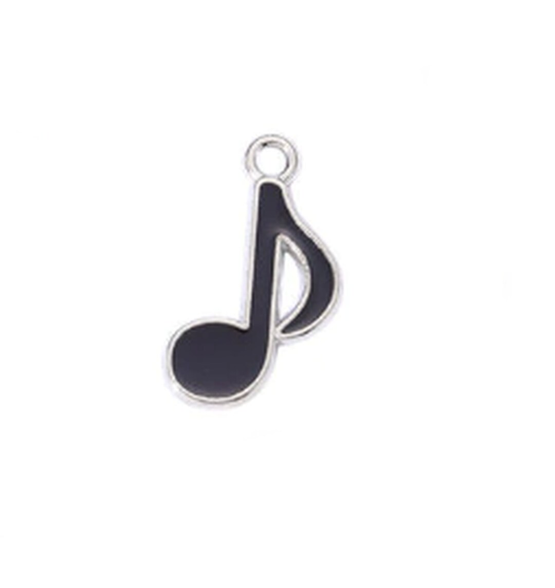 Eighth Note Black Enameled Charm - Etsy