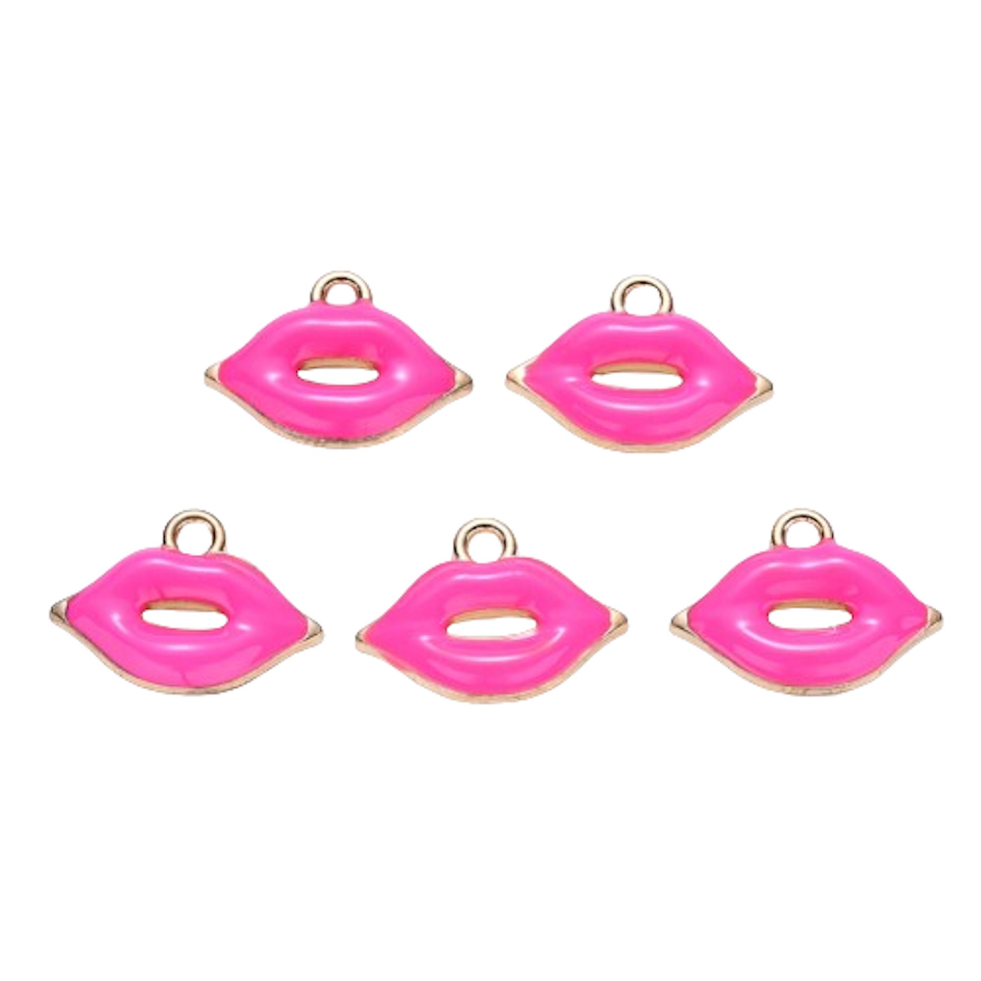 Pink Enameled Lips Charm - Etsy