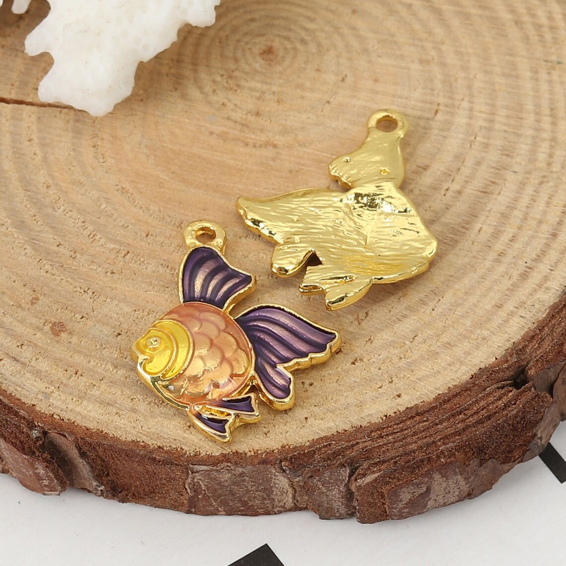 Enameled Gold/purple Fins Fish Charm - Etsy