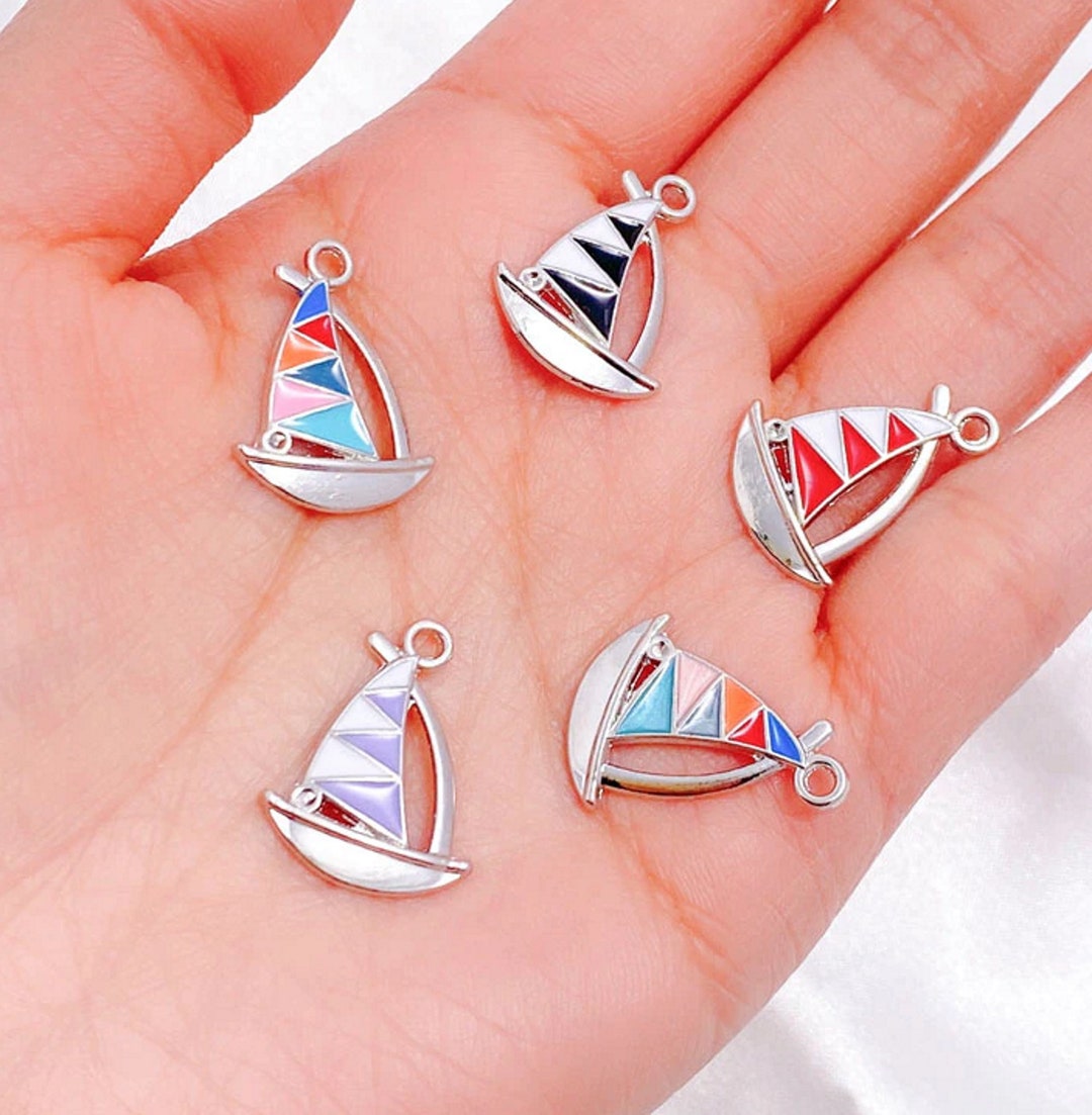 Enameled Sailboat Silver Charm***choice of Color - Etsy