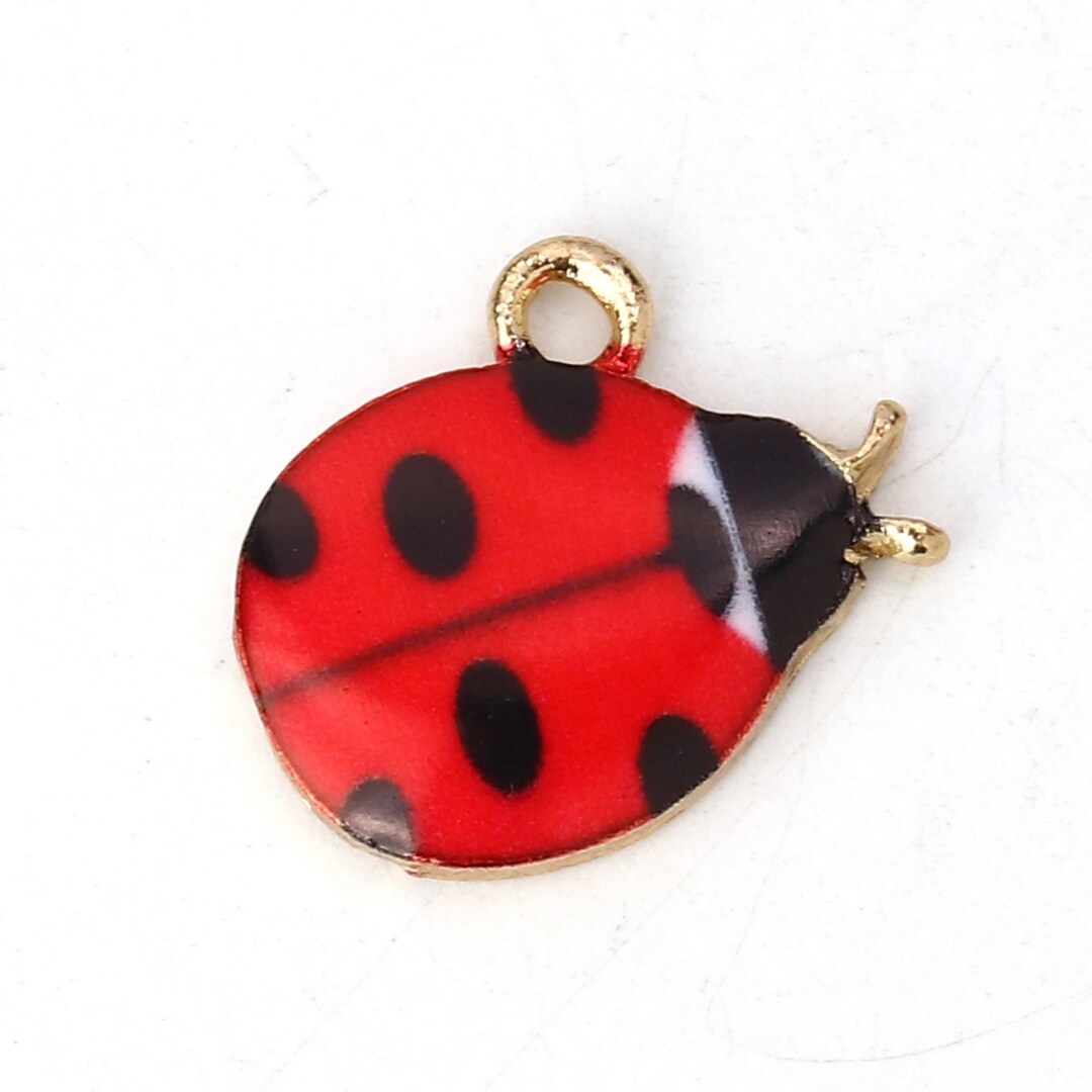 Enameled Ladybug 2 Charm - Etsy