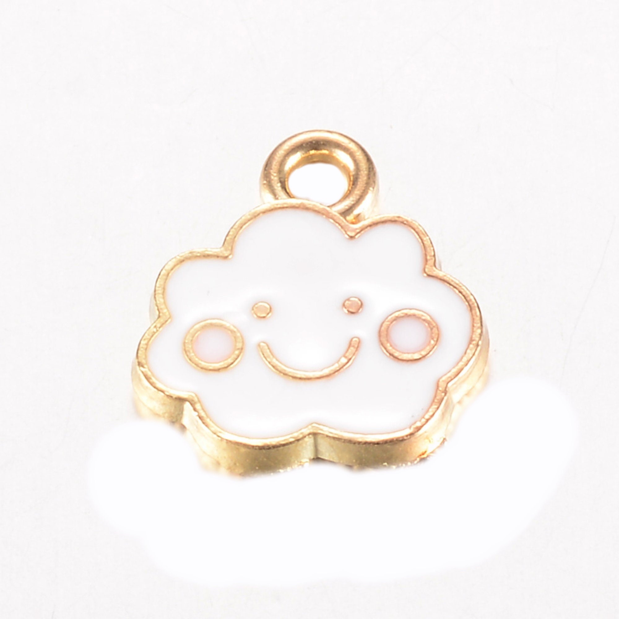 Cute Enameled Cloud Charm - Etsy