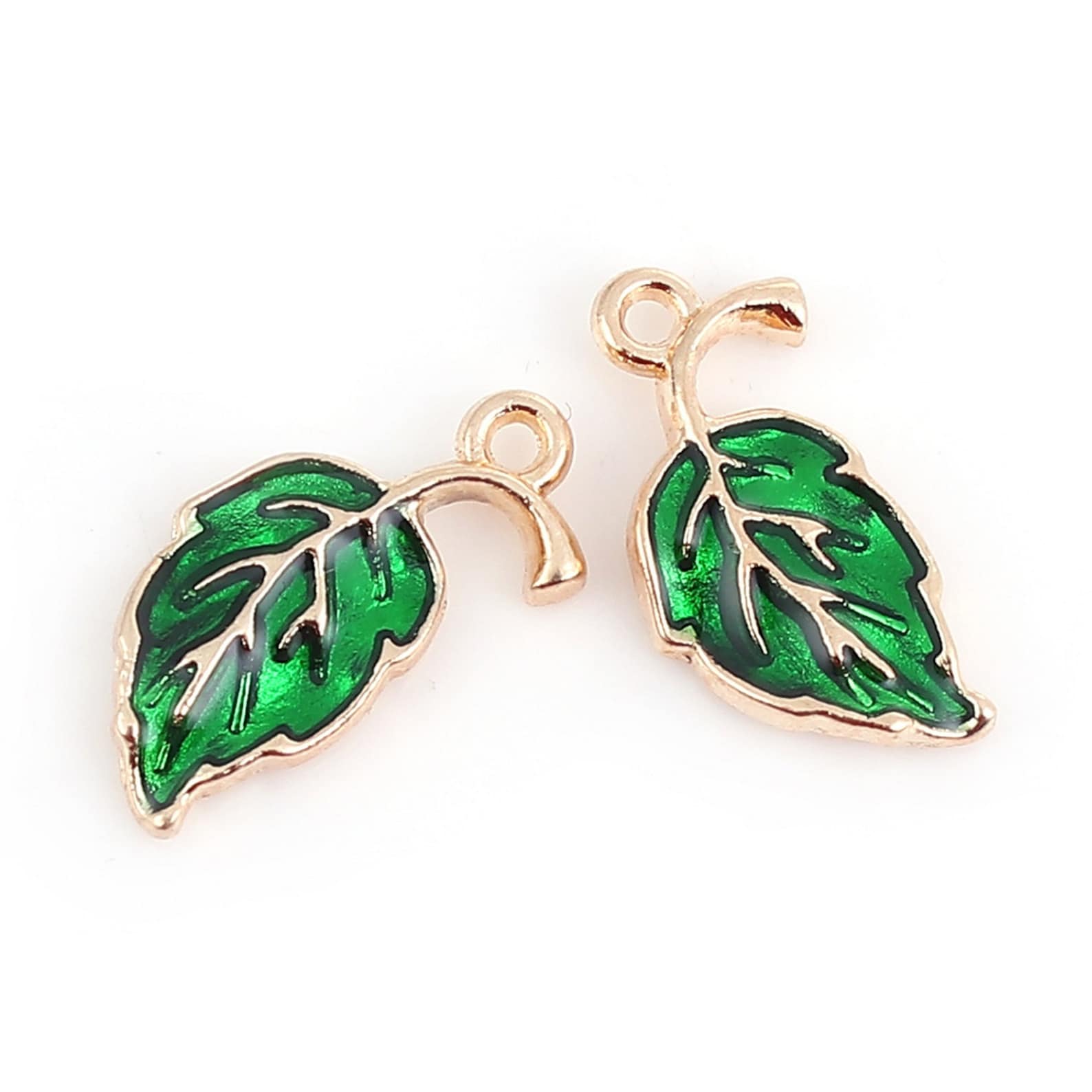 Green Enameled Leaf Charm - Etsy