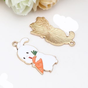 Cute Enameled Bunny With Carrot Charm - Etsy