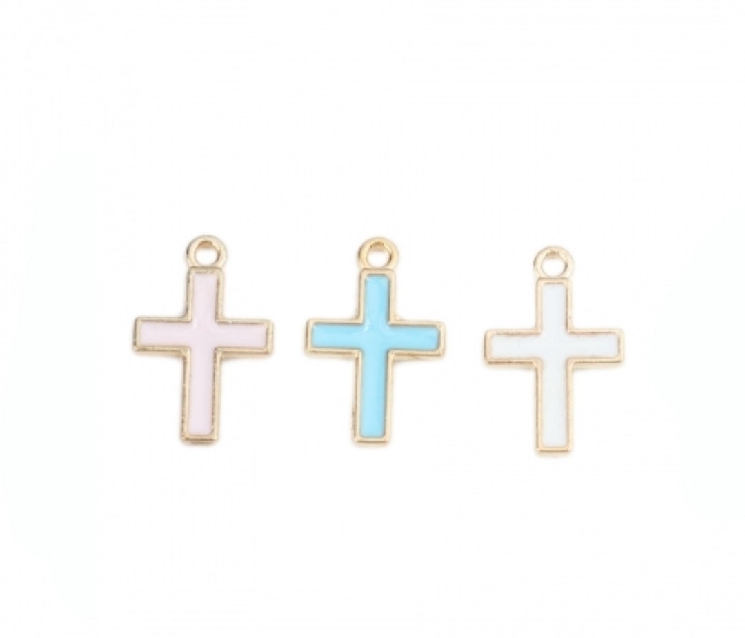 Small Enamel Cross Charm **choice of Color - Etsy